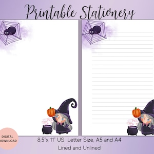 Cute Witch Writing Paper,halloween Pen Pal Supplies,printable ...