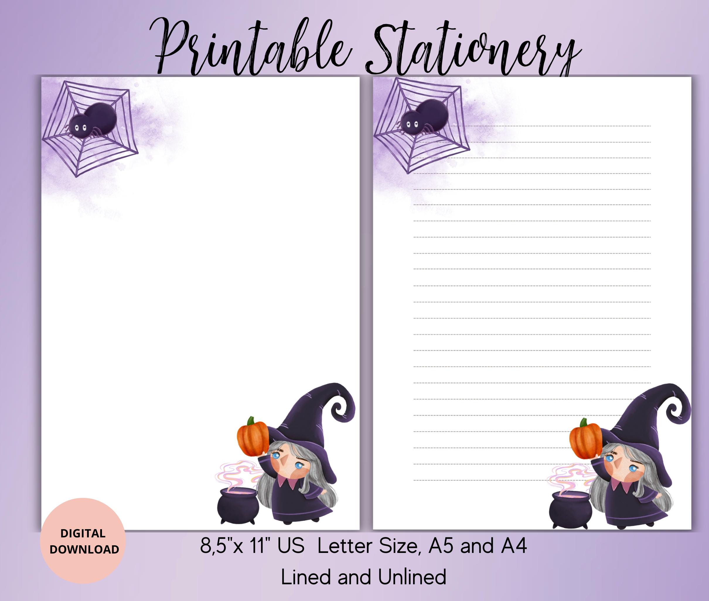 Cute Witch Writing Paper,halloween Pen Pal Supplies,printable ...