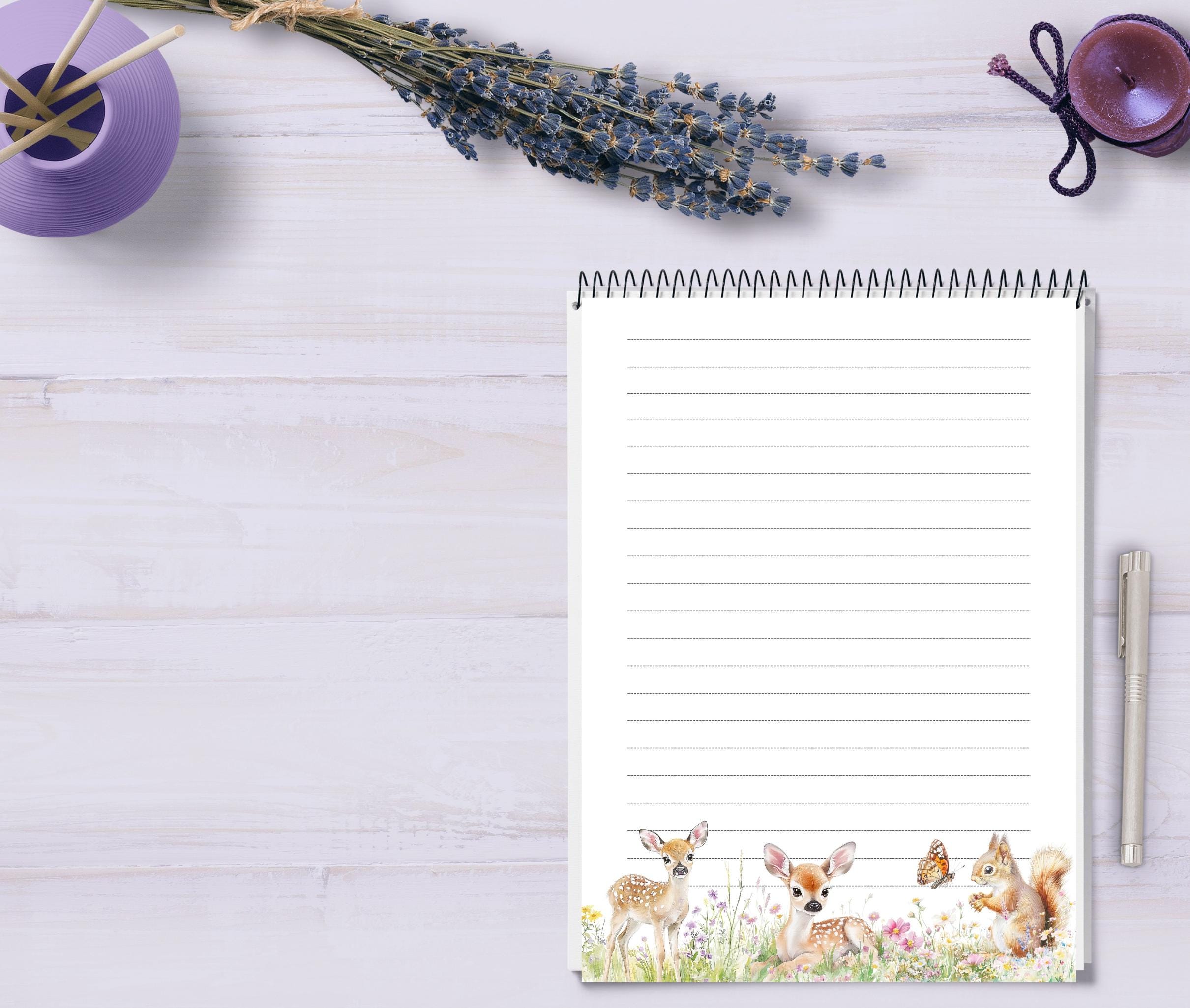 Woodland Animals Printable Stationery-forest Animal Writing Paper Lined ...