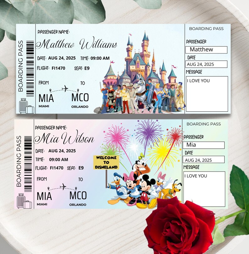Editable Disneyland Ticket Disneyworld Ticket-editable Boarding Pass ...