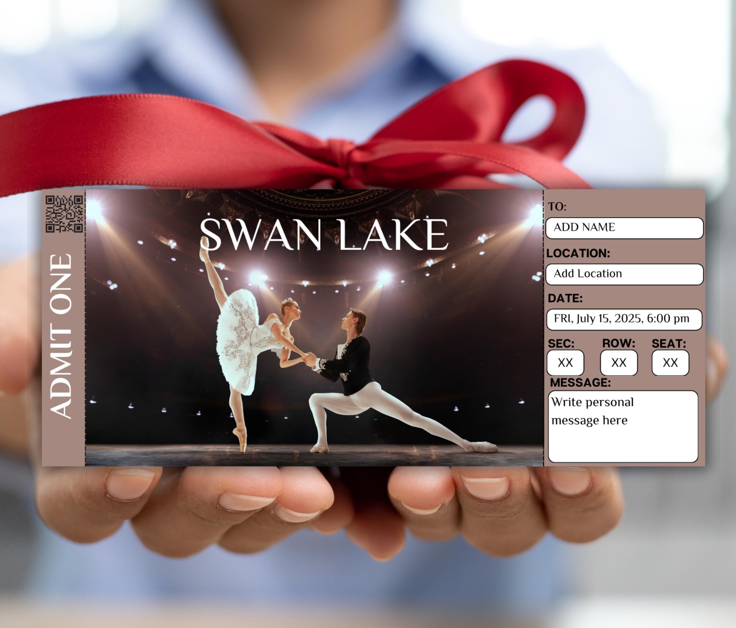 Ballet Ticket Editable Template-ballet Gift Ticket-ballet Lover Gift ...