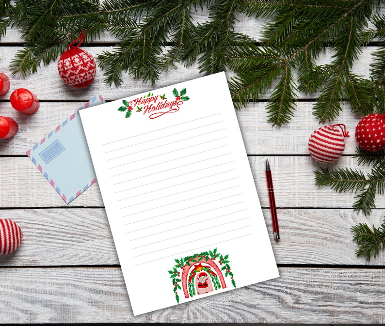 Santa Claus Printable Christmas Stationery-happy Holiday - Etsy