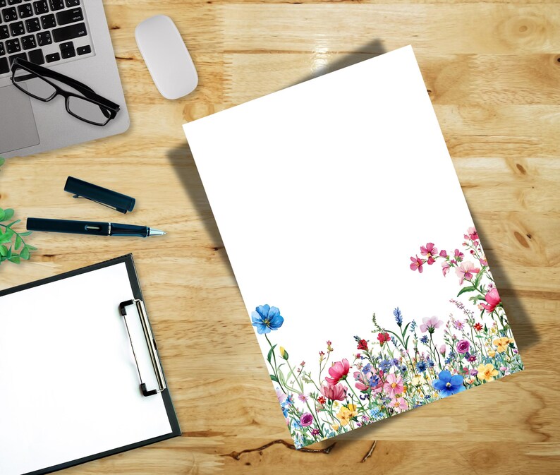 Wildflower Printable Stationery-flower Writing Paper Unlined Lined A5 ...
