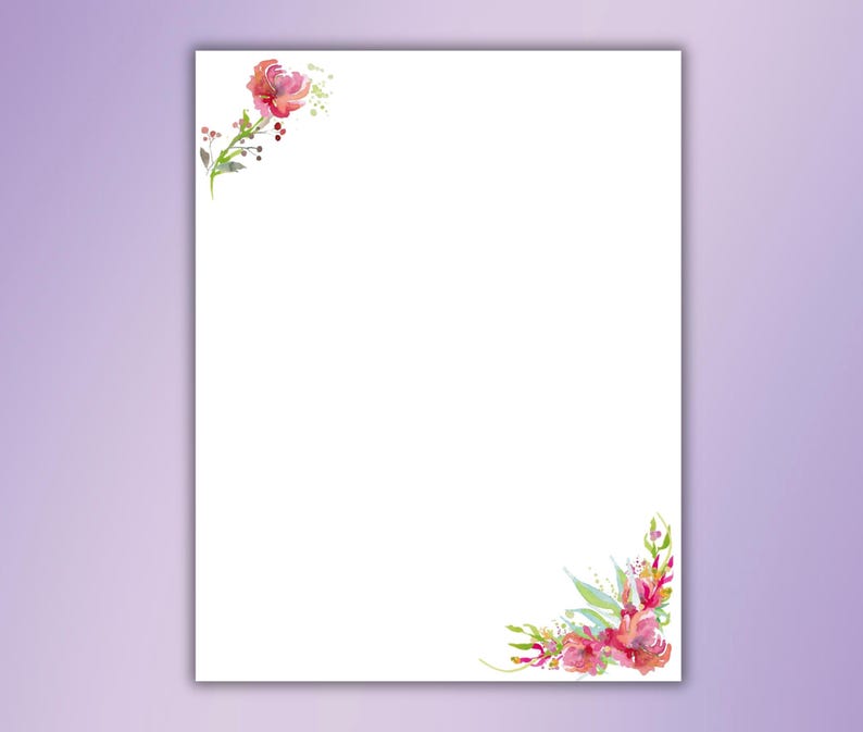 Watercolor Flower Printable Sttaionery-flower Writing Paper Set A4/A5 ...