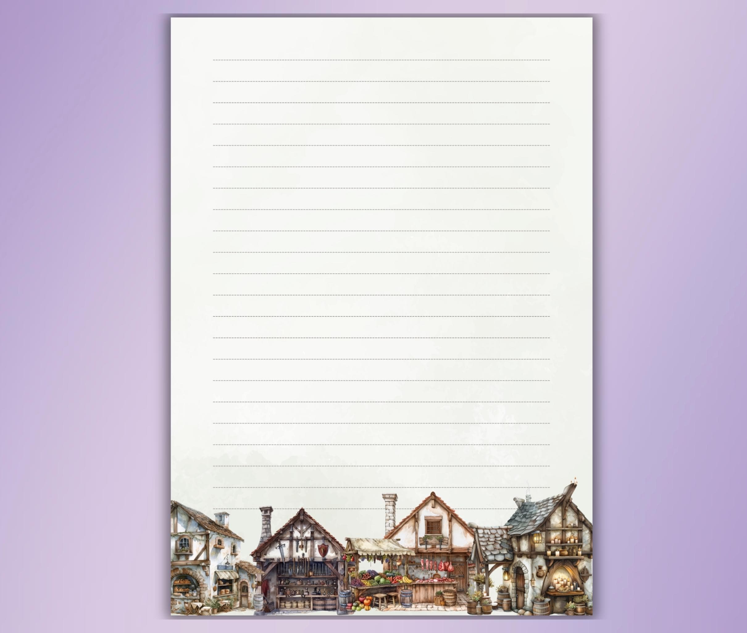 Medieval Village-printable Stationery-village Writing Paper Set A5/A4 ...