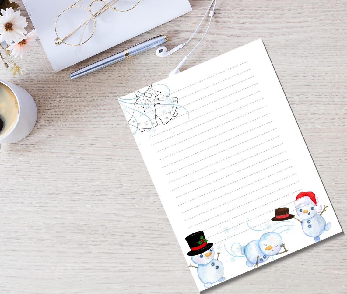 Snowman Printable Stationery,christmas Printable Stationery,holiday ...