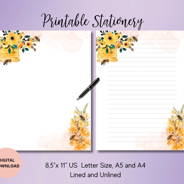 Magnolia Printable Stationery-flower Stationary-pen Pal Supplies ...