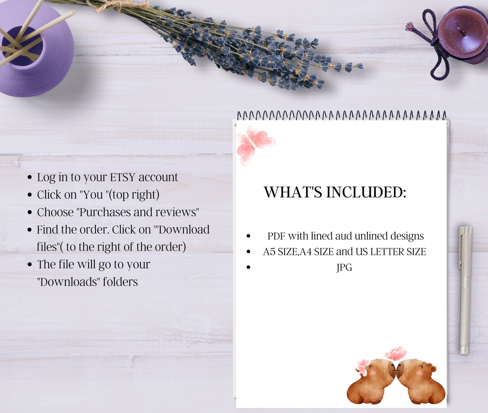 Capybara Printable Writing Paper Set A4/A5/US Letter Lined Unlined ...