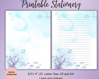 Seashell -- Watercolor -- Printable Letter Writing Paper -- Stationery - Etsy
