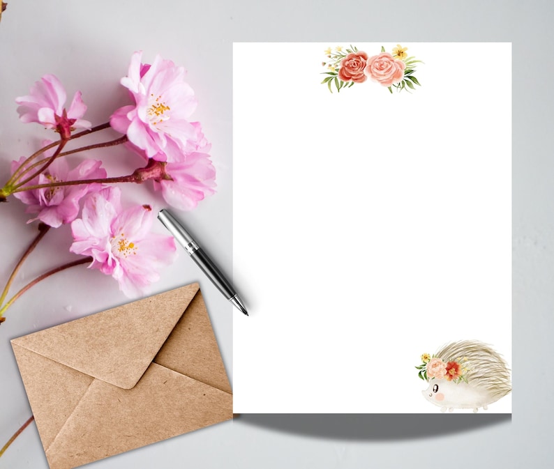 Hedgehog PRINTABLE Stationery, Printable Stationary, Printable Writing ...