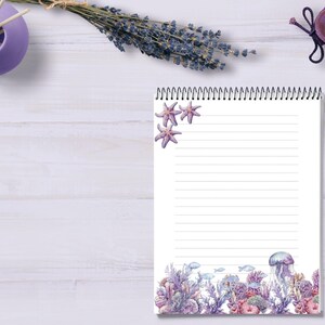 Sea Marine Printable Stationery-watercolor Ocean Writing Set A4/A5/US Letter Lined Unlined ...