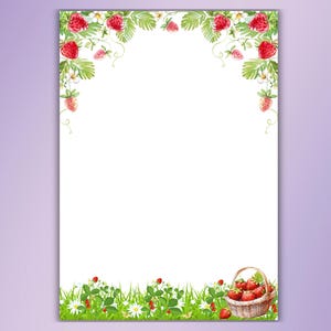 Strawberry Printable Stationery-flower Pen Pal Supplies-summer Writing ...
