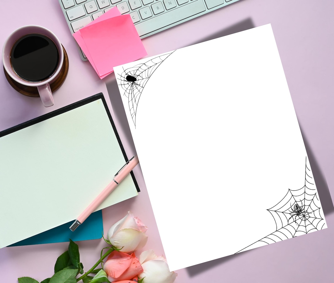 Spider Printable Stationary-halloween Printable Stationery-spider Web ...