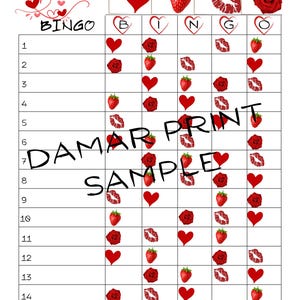 Romantic Bingo Boards - Instant Download -valentine's Day Love Bingo ...