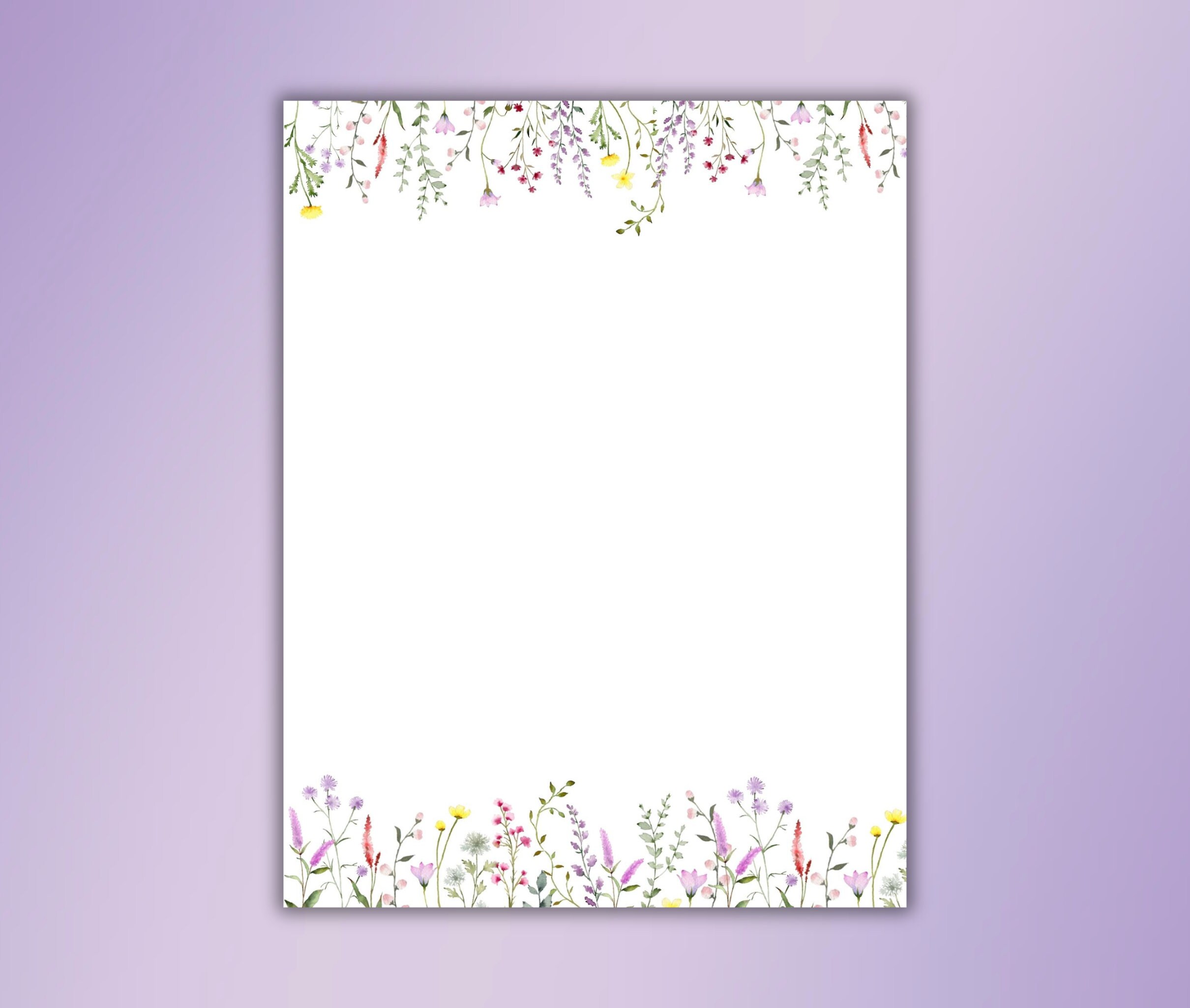 Wildflower Writing Set,flower Printable Stationery,writing Paper Letter ...