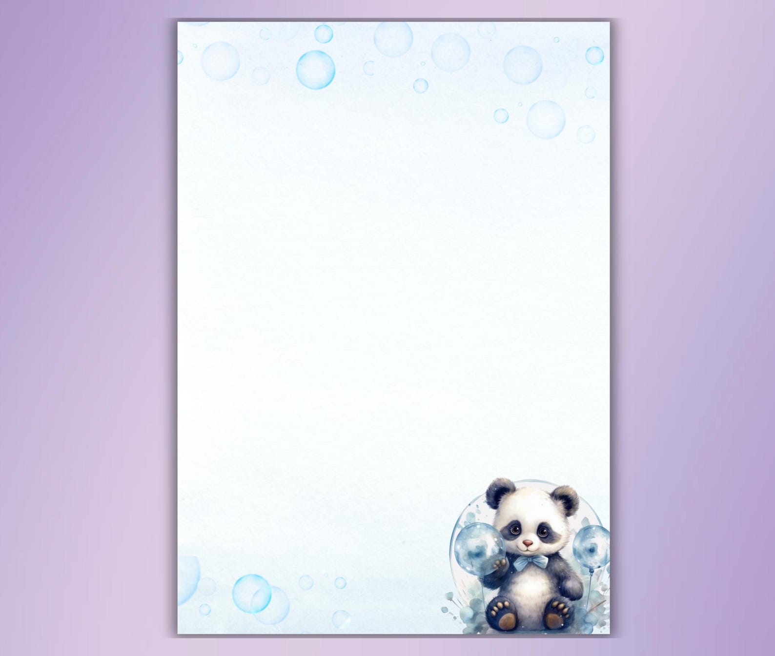 Cute Panda Printable Stationery-kids Stationary-animal Writing Paper ...