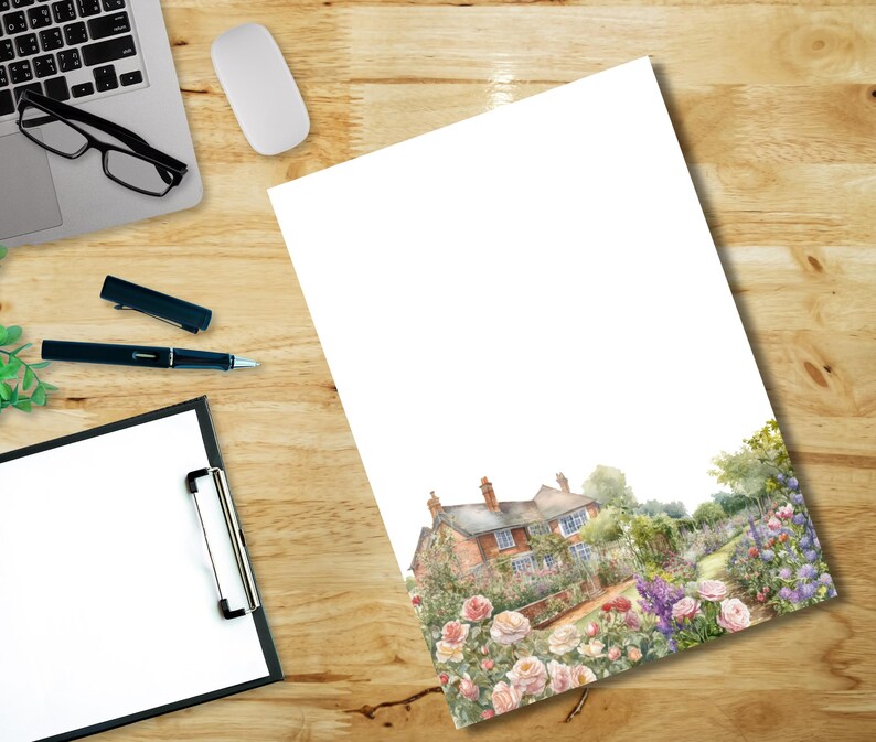 Country Cottage Printable Stationery-village Writing Paper Unlined ...