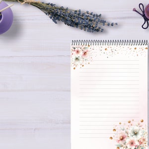 Watercolor Pink Flower Printable Sataionery-flower Stationary- Writing ...