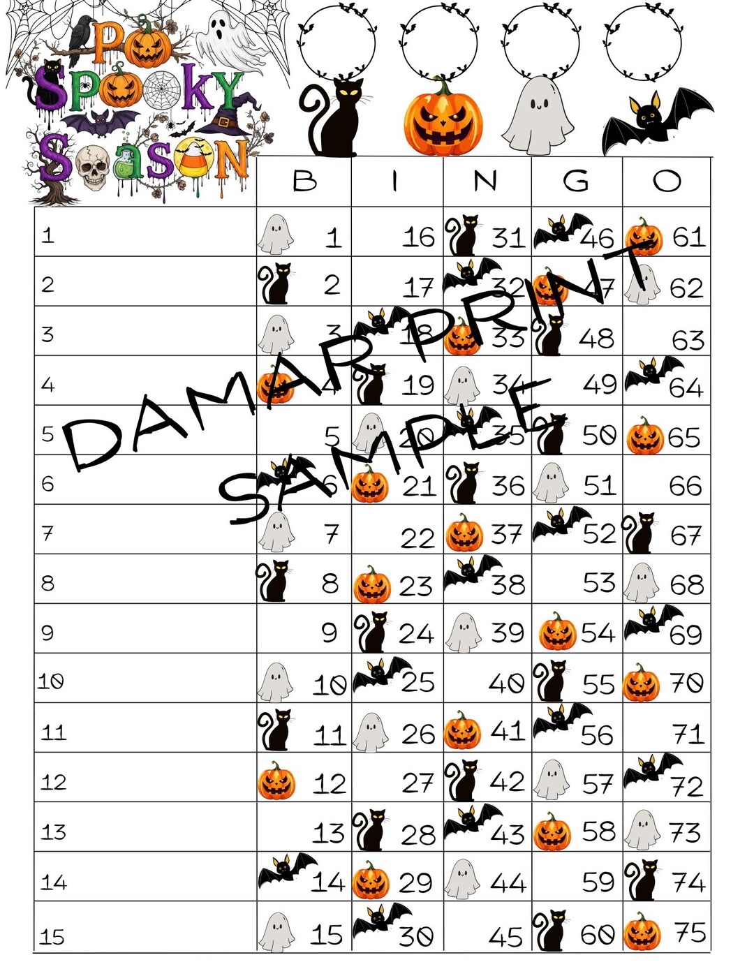 Halloween Bingo Boards - Instant Download -printable Bingo Boards ...