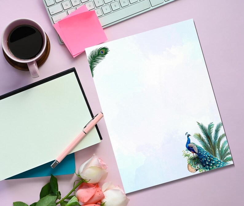 Peacock Stationery Set-bird Writing Paper Unlined Lined A4/A5/US Letter ...