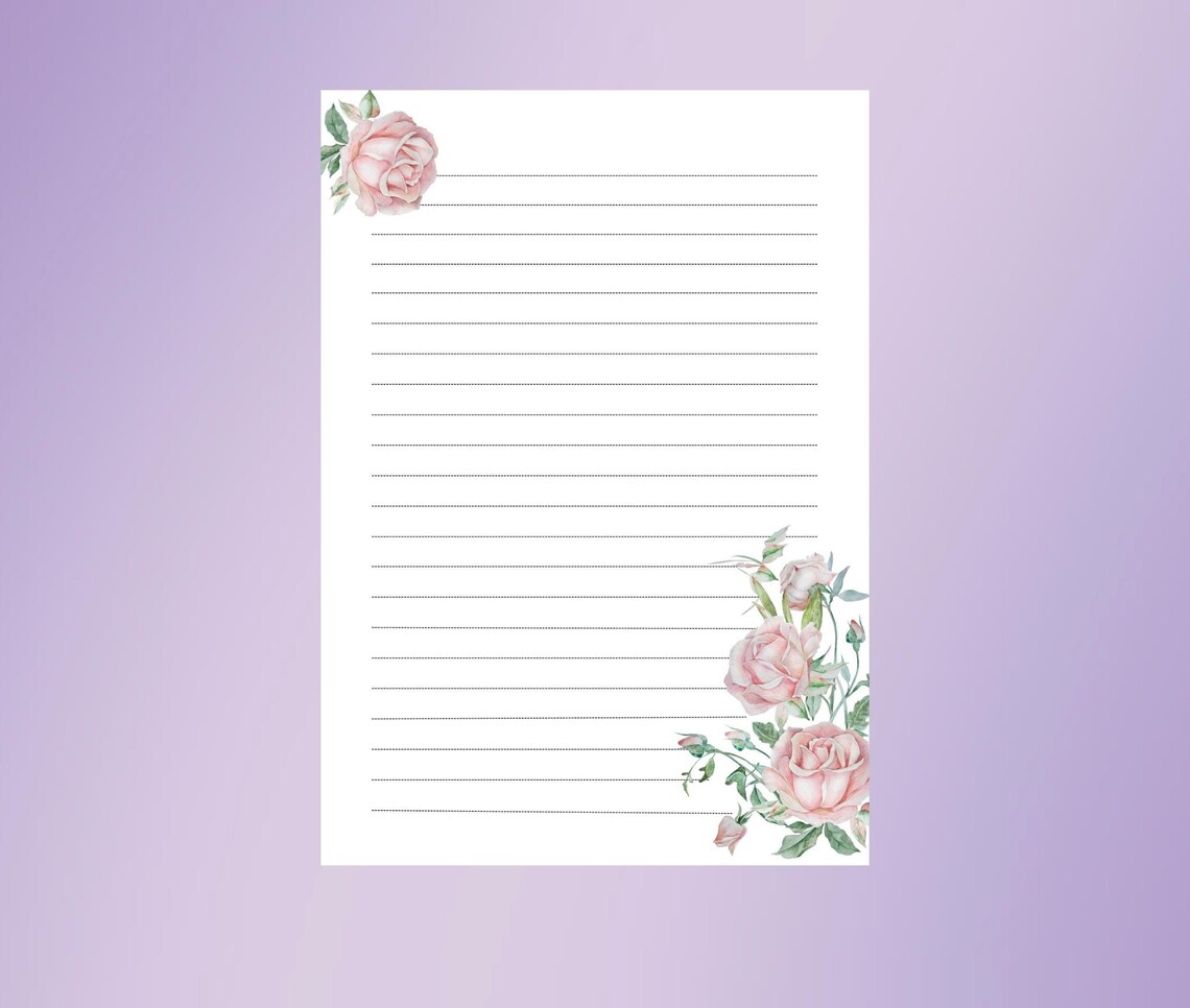 Vintage Rose Printable Stationery,digital Download,printable Writing ...