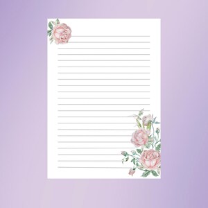 Vintage Rose Printable Stationery,digital Download,printable Writing ...