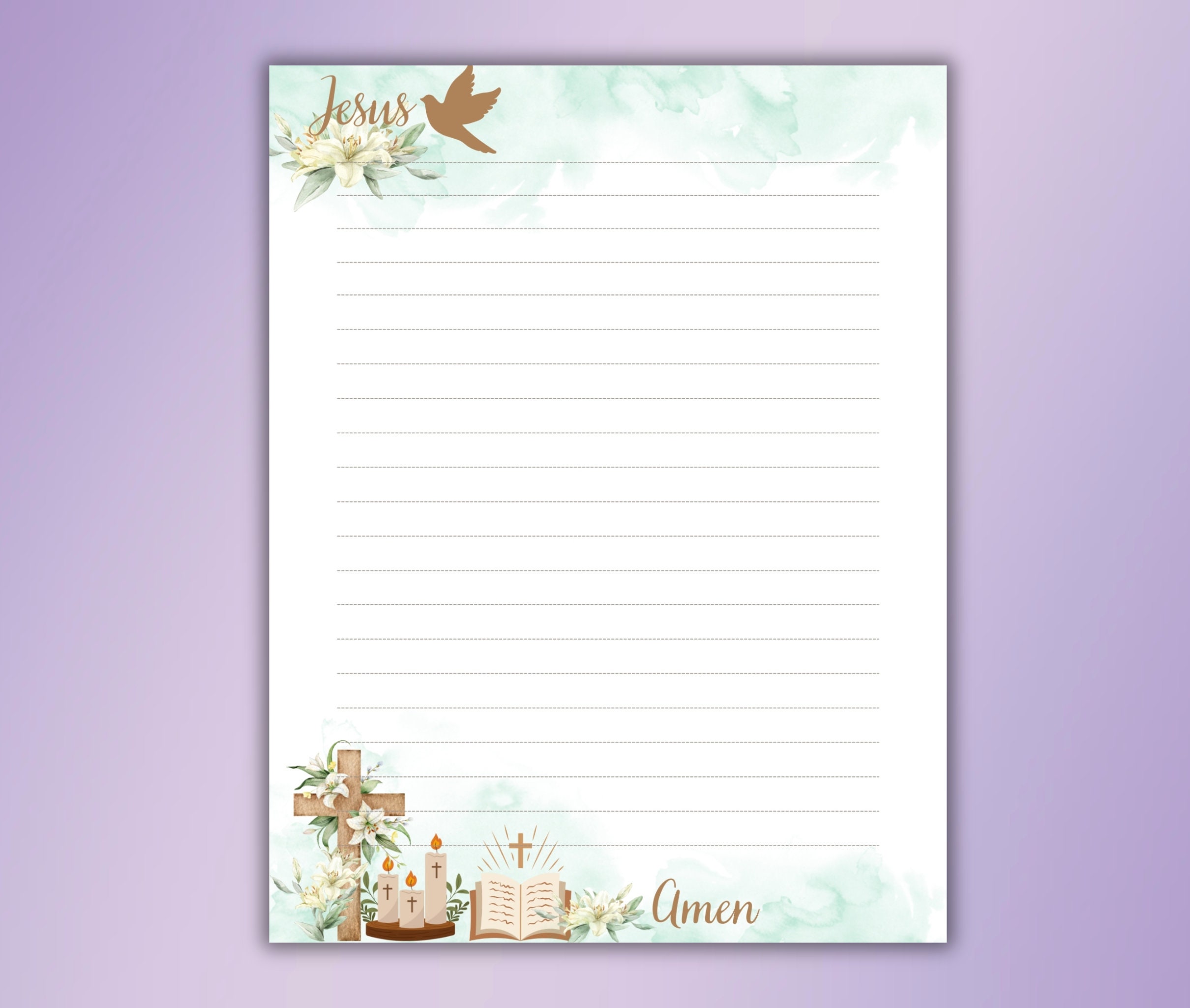 Christian Religious Printable Stationery Digital Letter Lined Unlined ...