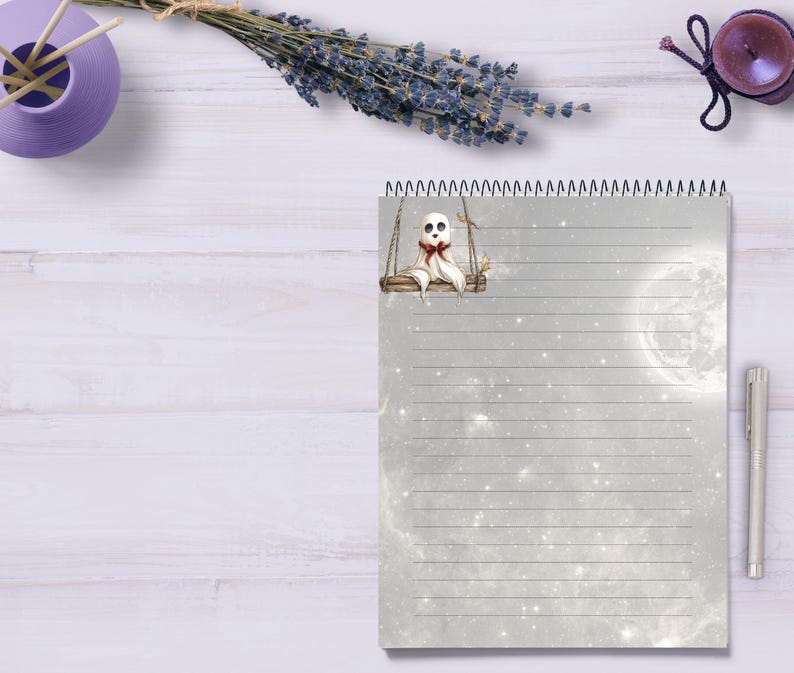 Cute Ghost and Moon Printable Stationery-halloween Writing Paper Set ...