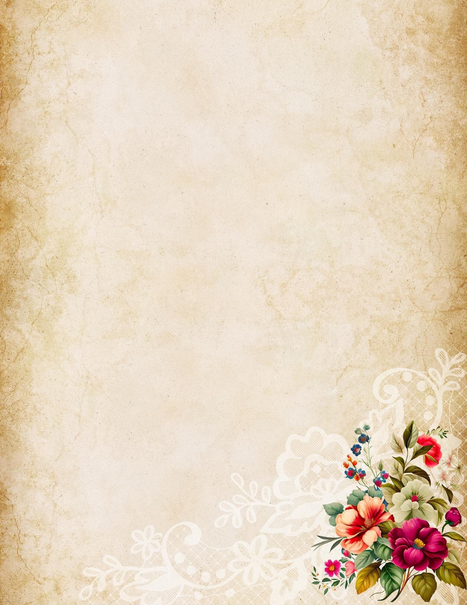 Vintage Old Printable Stationery Letter Sheetsflower - Etsy