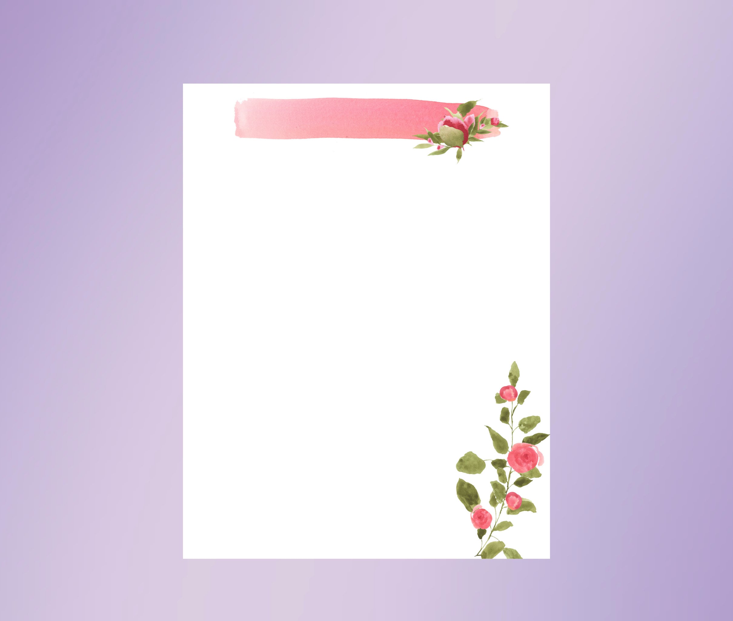Rose Writing Set,flower Printable Stationery,floral Writing Paper ...