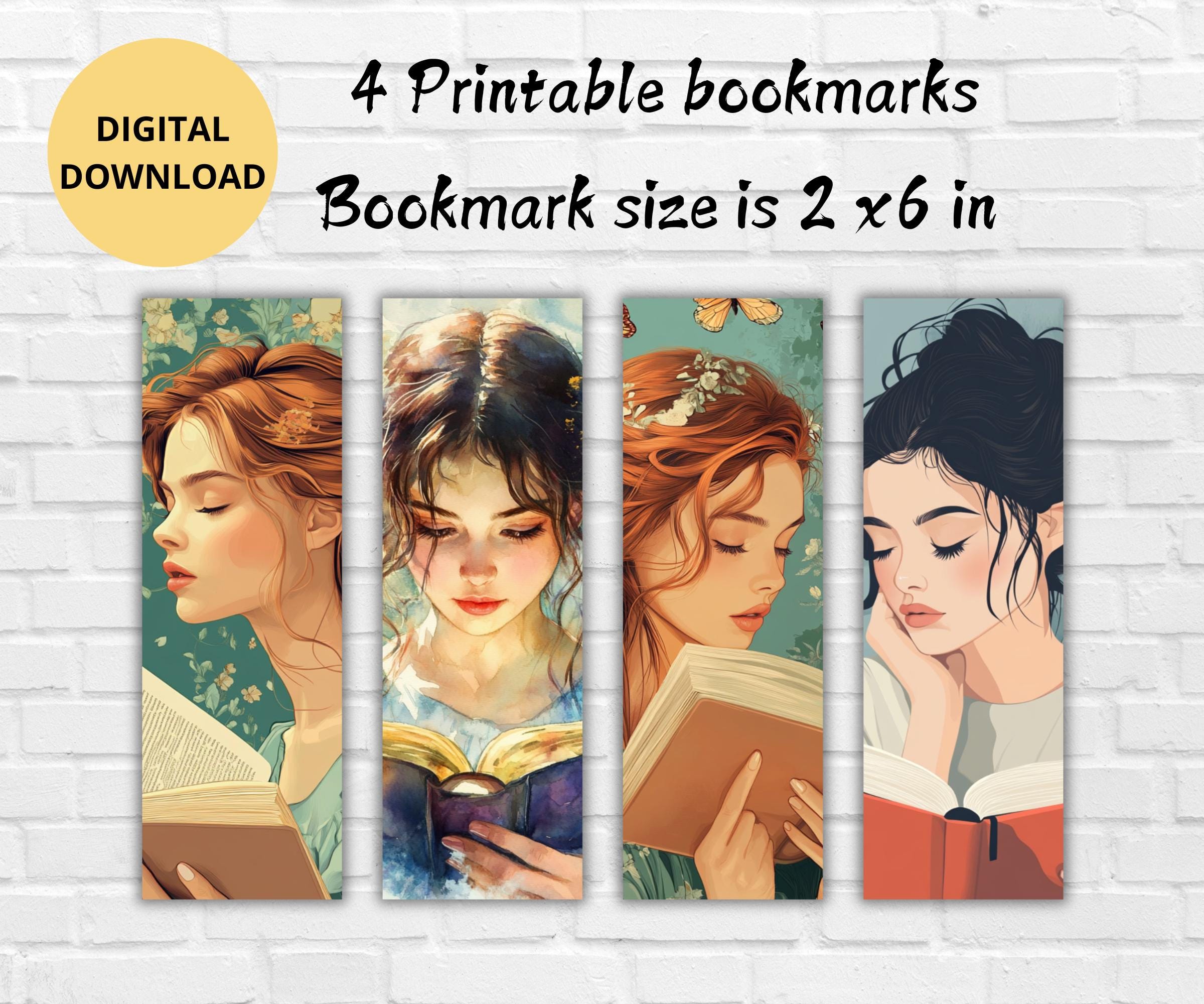 Reading Girl Printable Bookmark -digital Bookmark-printable Book Review ...