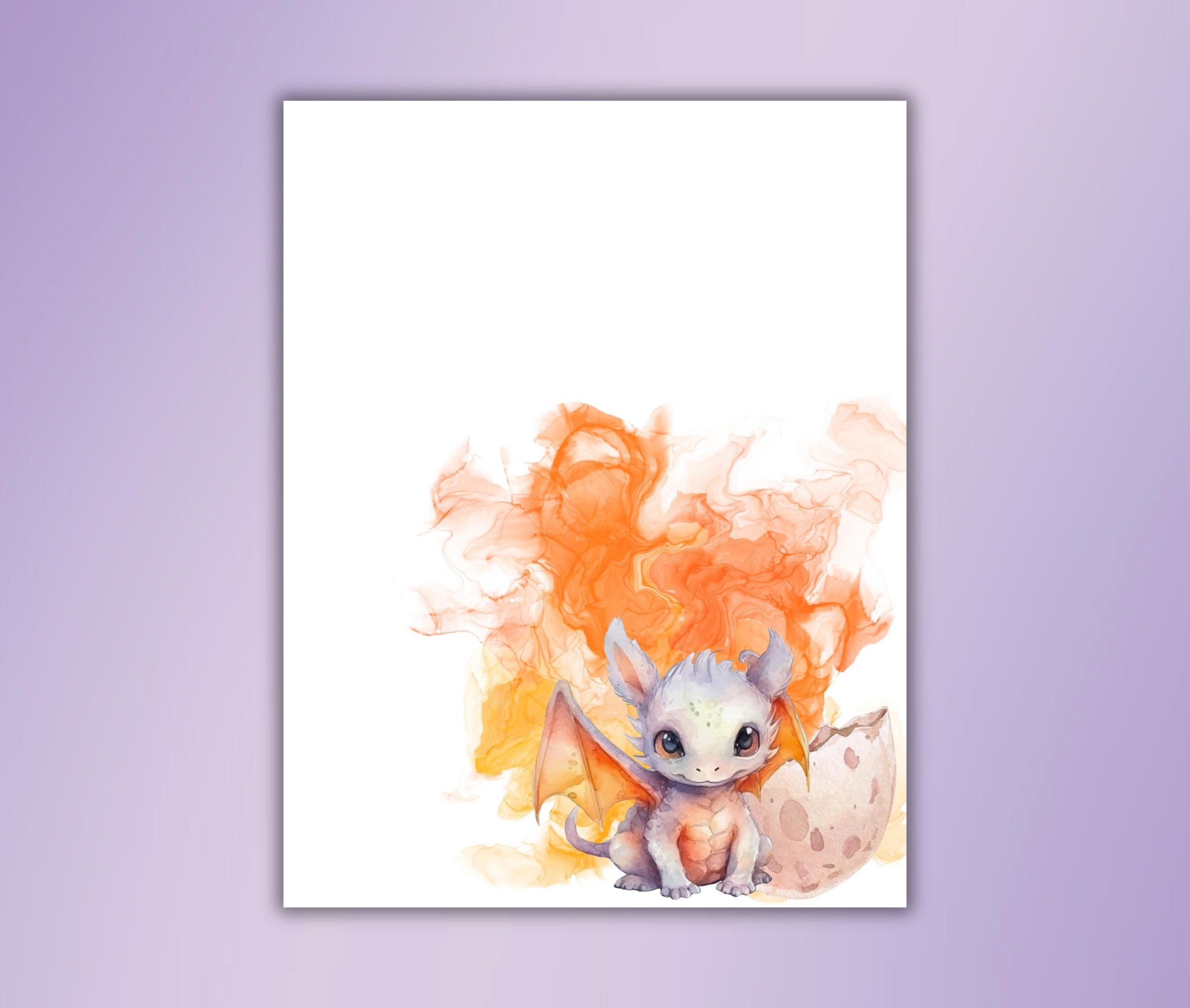 Dragon Stationary-cute Dragon Printable Stationary Sets Digital Letter ...