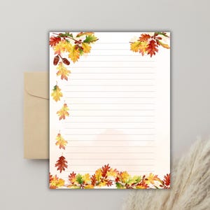 Autumn Printable Stationery,fall Leaves Digital Letter,stationary ...