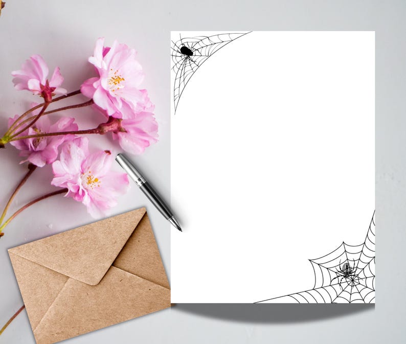 Spider Printable Stationary-halloween Printable Stationery-spider Web ...