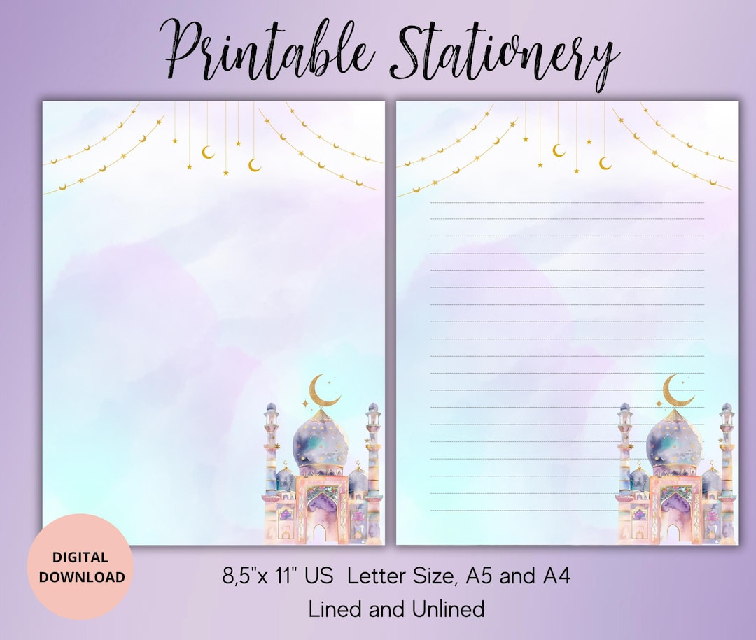Muslim Printable Stationery Set-ramadan Islamic Writing Paper Set ...