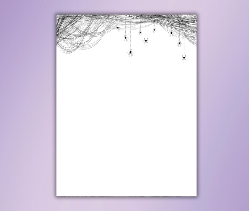 Spiderweb With Spider Printable Stationary-halloween Stationery-spider ...