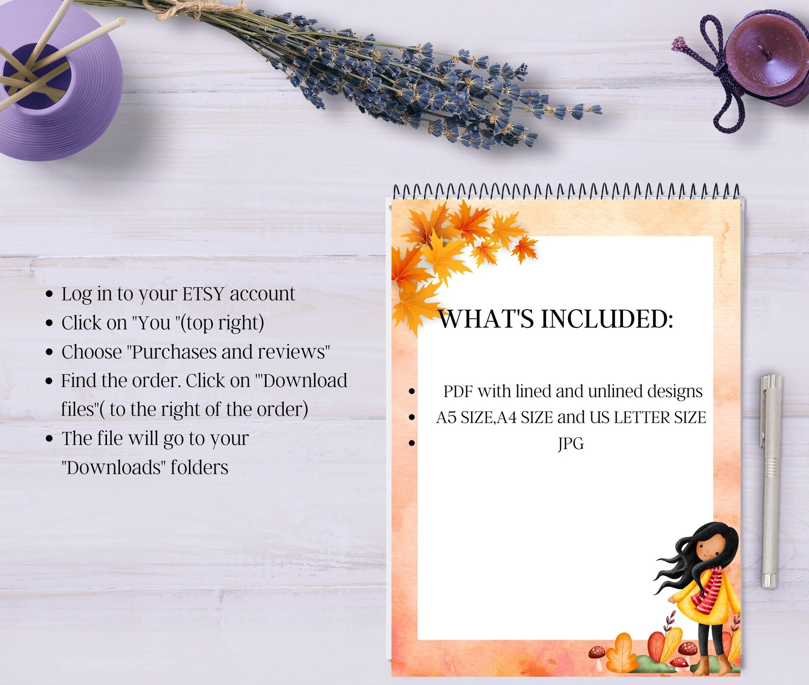 Autumn Fall Printable Stationery-autumn Girl Writing Paper Set Lined ...