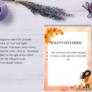 Autumn Fall Printable Stationery-autumn Girl Writing Paper Set Lined ...