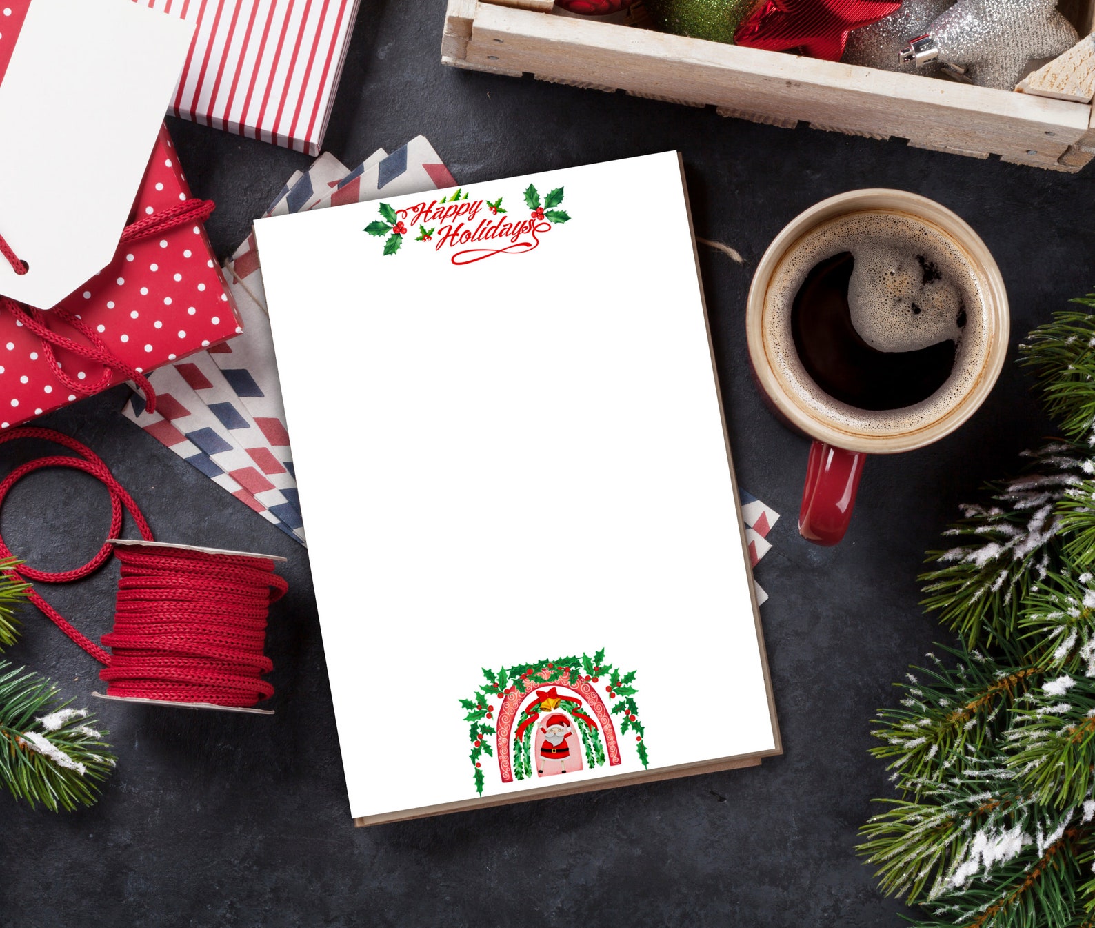 Santa Claus Printable Christmas Stationery-happy Holiday Stationary ...