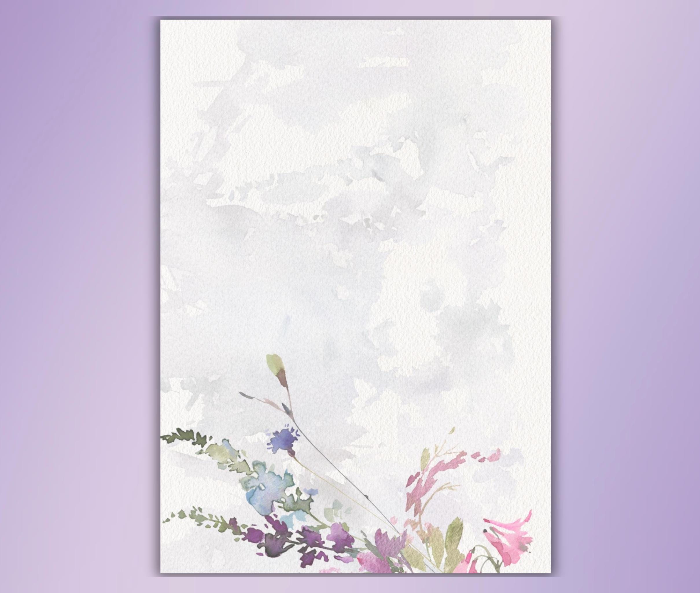 Watercolor Flower Printable Stationery,wildflower Stationary Floral ...