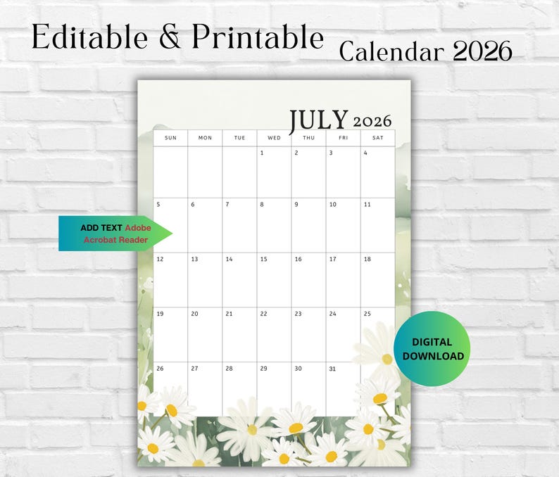 Editable July 2026 Calendar-printable Monthly Planner for Family,school ...