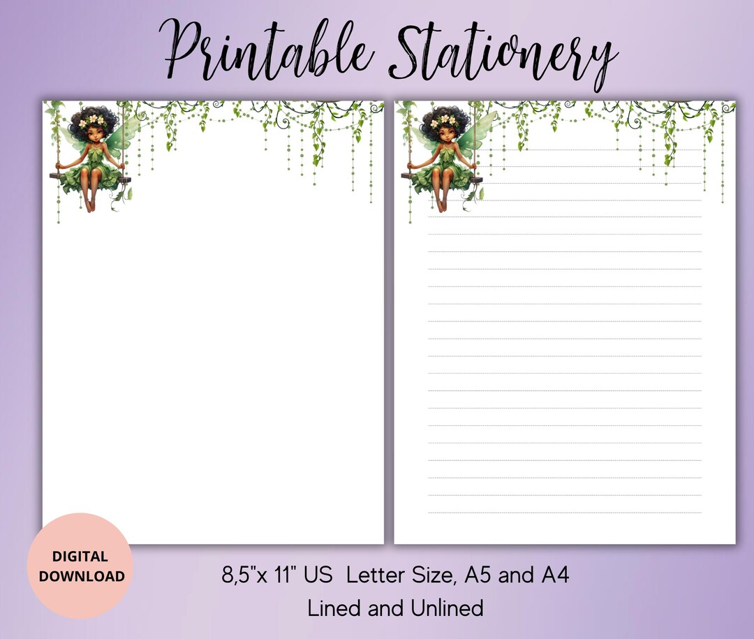 Fairy Writing Paper Set Lined Unlined A4/A5/US Letter-fairytale ...