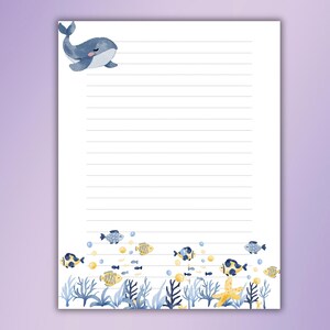 Sea Writing Set ,marine Printable Stationery,watercolor Writing Paper Letter A4,A5,US Letter ...