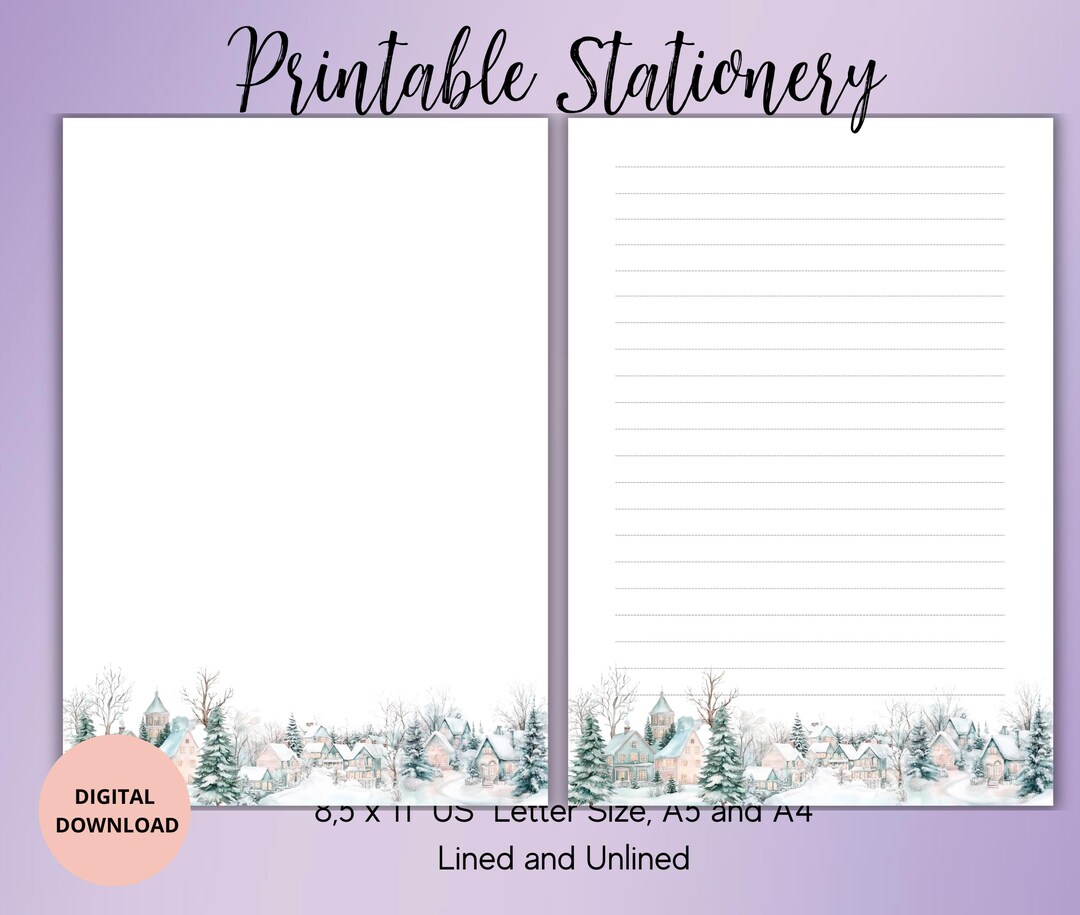 Winter Village Printable Stationery-winter Writing Paper Set A5/a4 ...