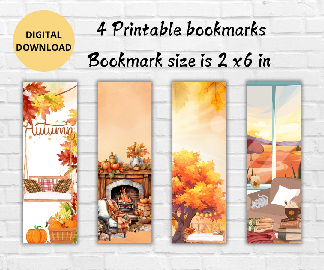 Autumn Reading Printable Bookmarks Bundle-fall Autumn Bookmark-cute ...