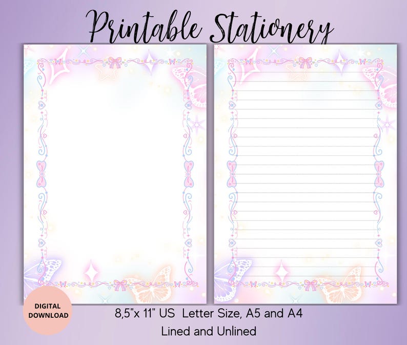 Watercolor Butterflies Printable Stationery-watercolor Printable ...