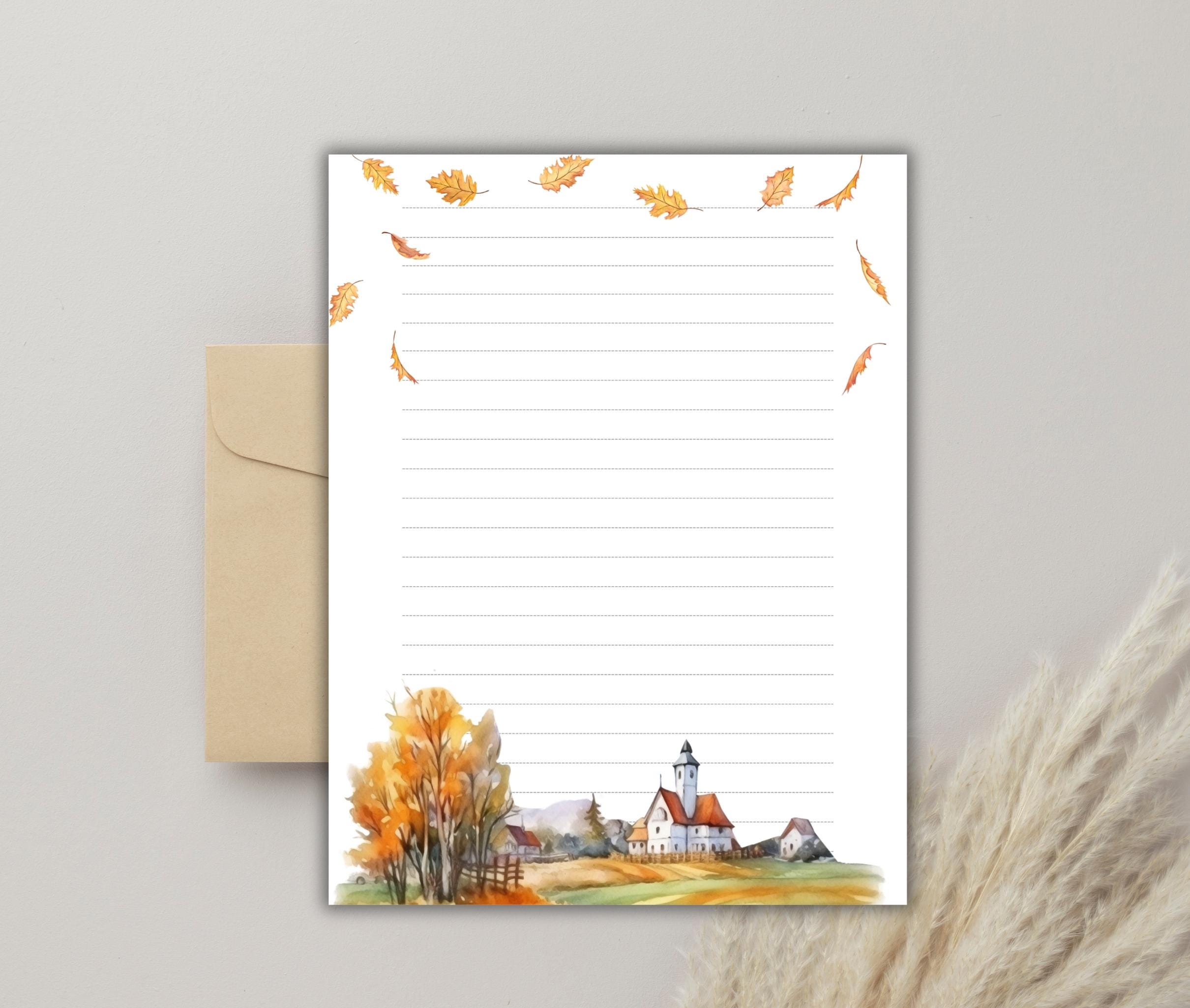 Autumn Printable Stationery,fall Leaves Digital Letter,stationary ...