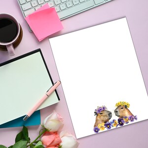 Capybara With Flower Printable Stationery-animal Lover Printable ...