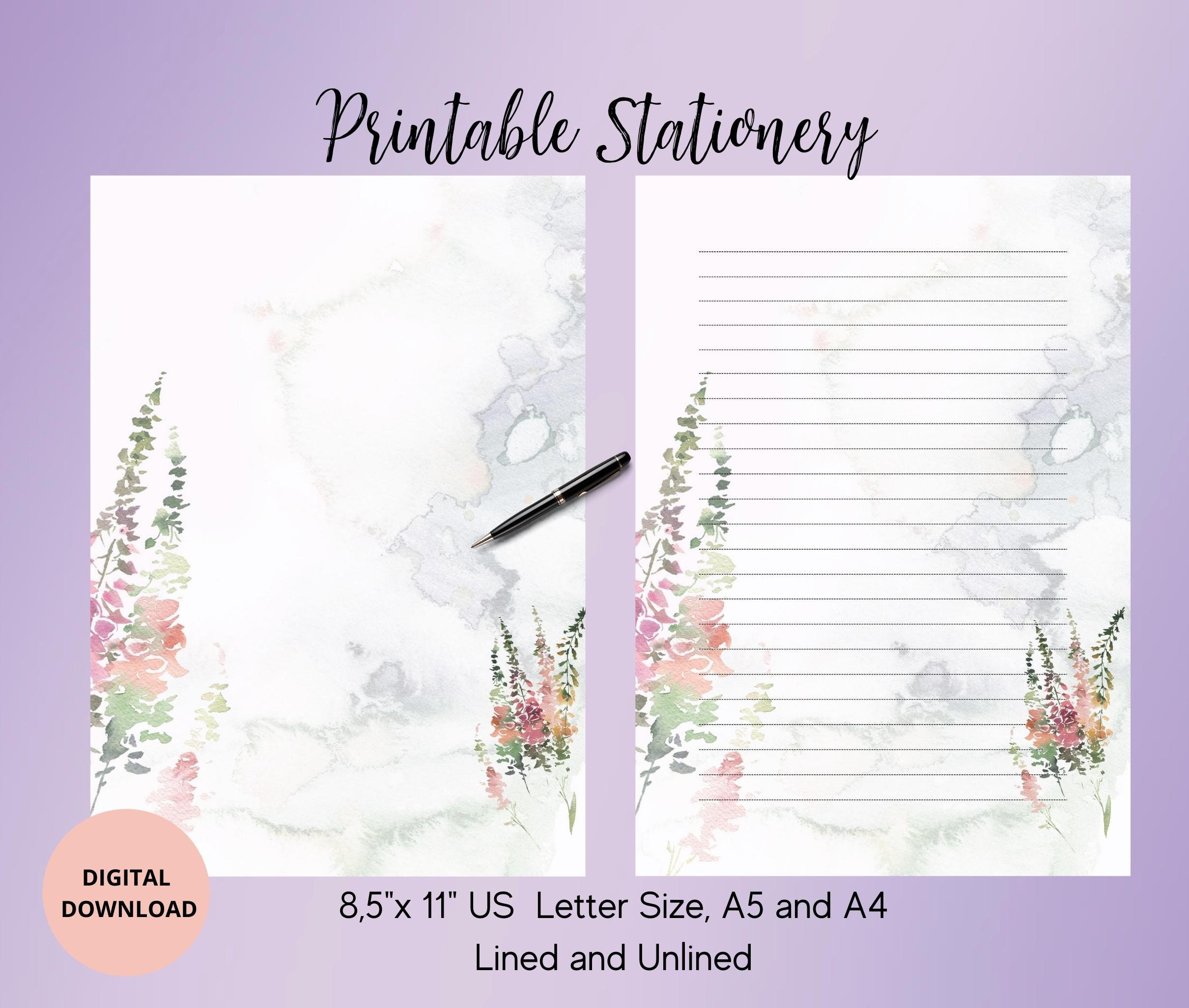 Watercolor Flower Printable Stationery Wildflower Stationary Floral ...