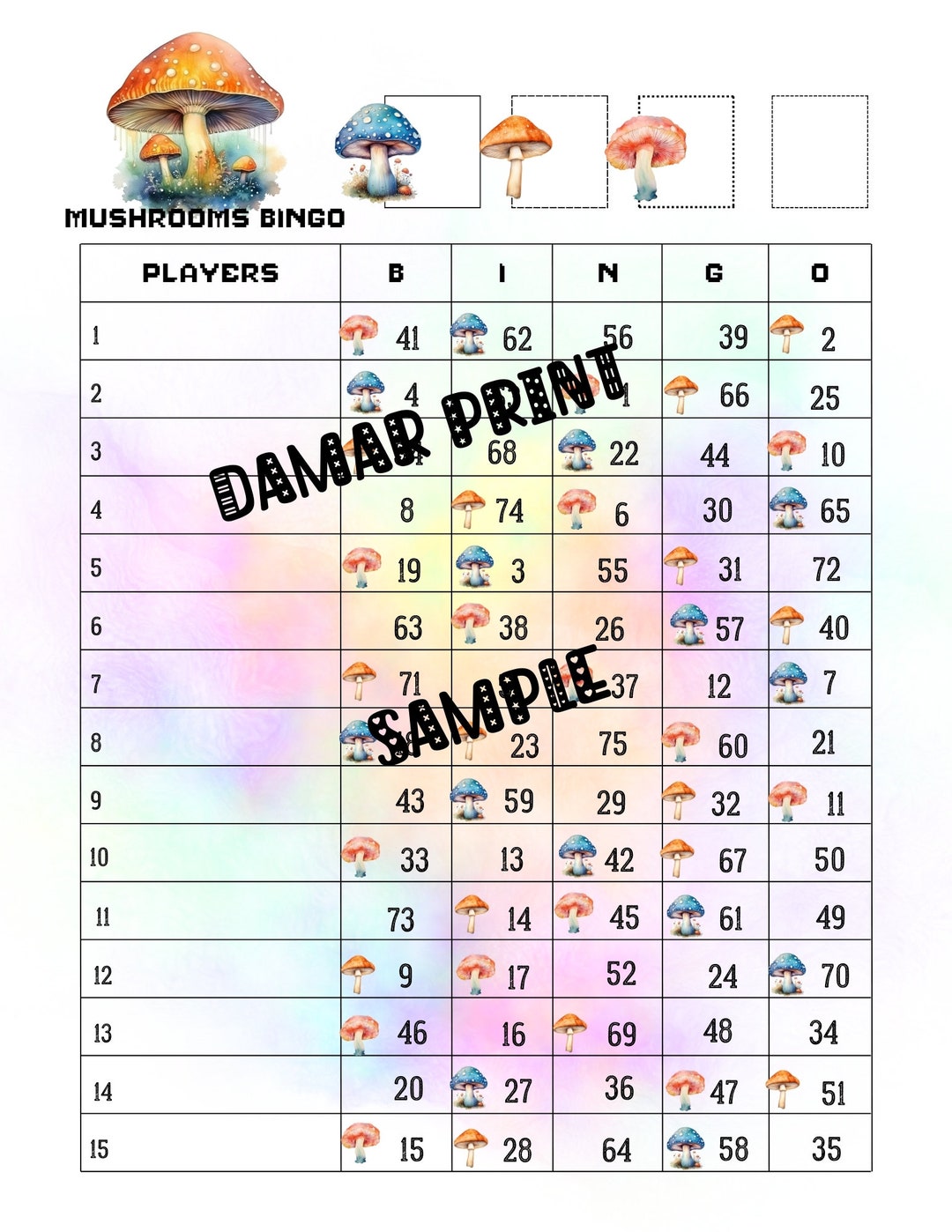 Bingo Boards 75 Ball-1-15 Line Bingo Board 1-75 Balls Straight-digital ...